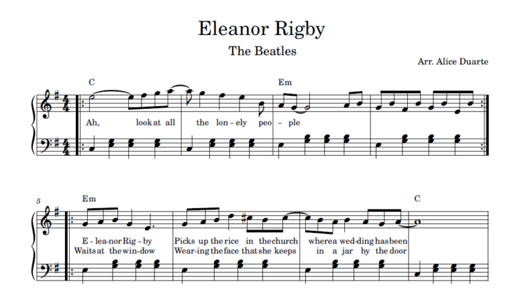 Eleanor Rigby – Partitura para Piano - (The Beatles)