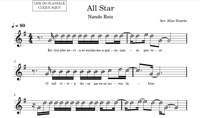 All Star – Partitura para Sax Alto - (Nando Reis)