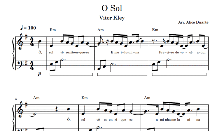O Sol – Partitura para Piano - (Vitor Kley)