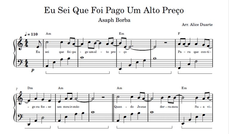 Eu Sei Que Foi Pago Um Alto Preço – Partitura para Piano