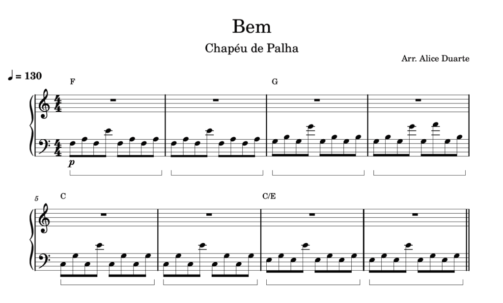 Bem – Partitura para Piano - (Chapéu de Palha)