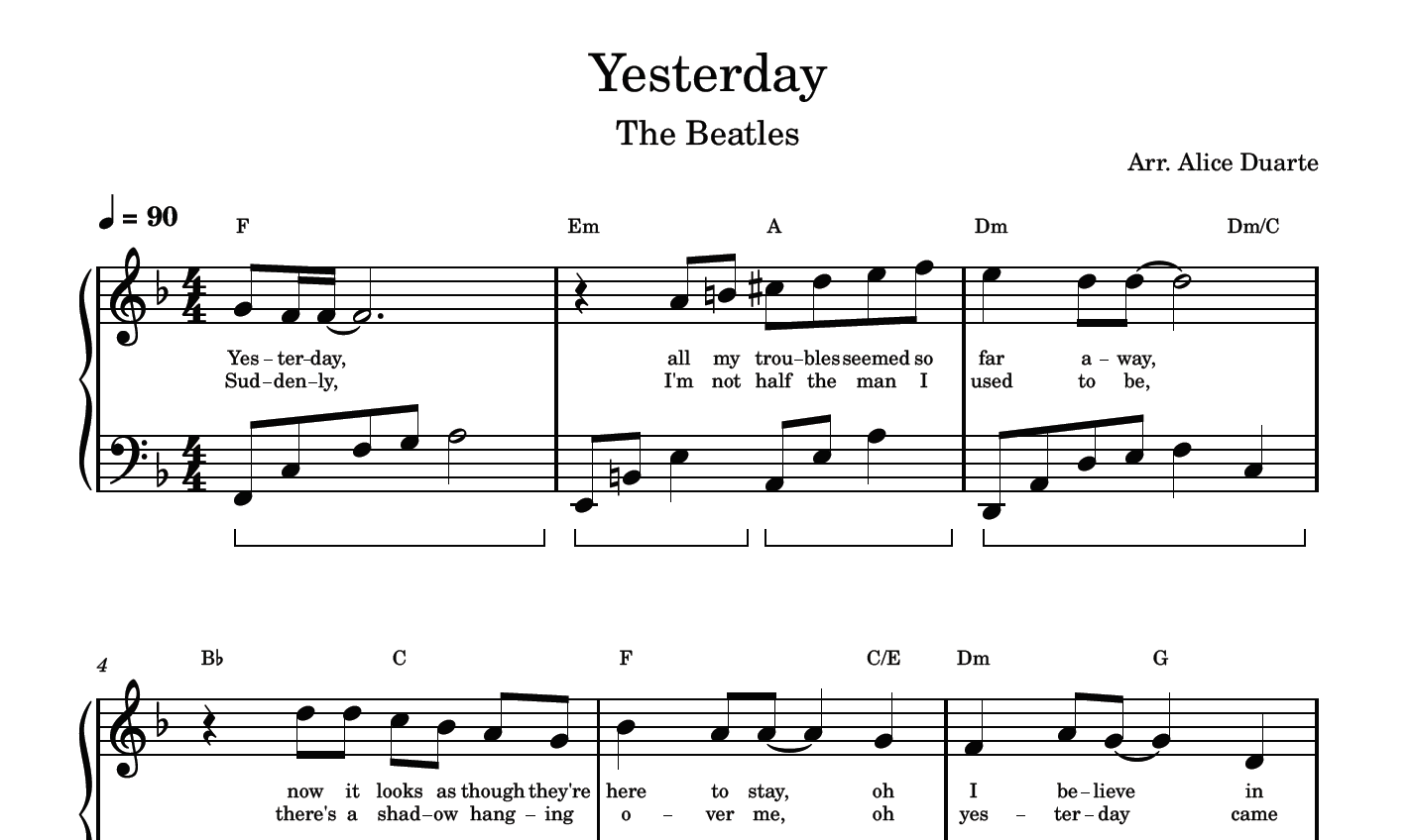 Yesterday – Partitura para Piano - (The Beatles)