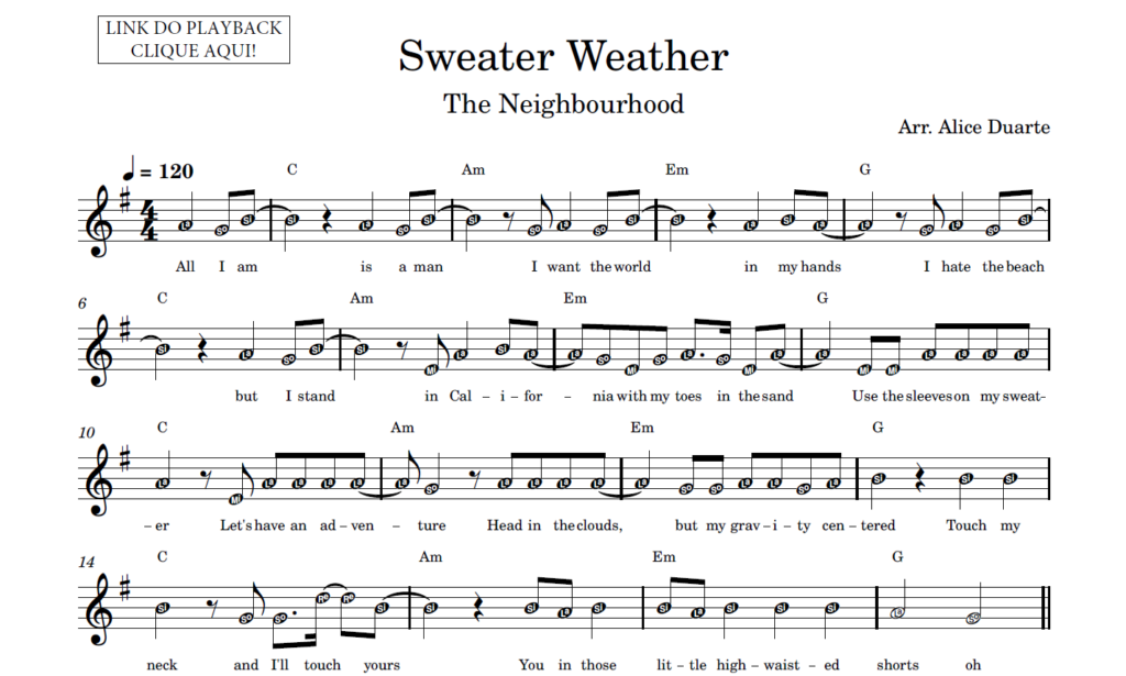 Sweater Weather – Partitura Facilitada - The Neighbourhood