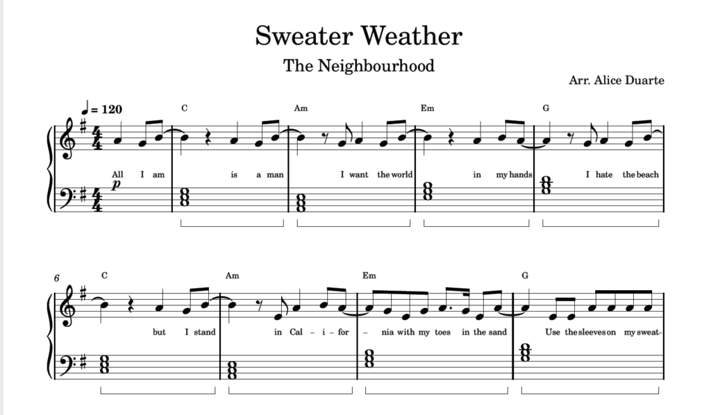 Sweater Weather – Partitura para Piano - The Neighbourhood
