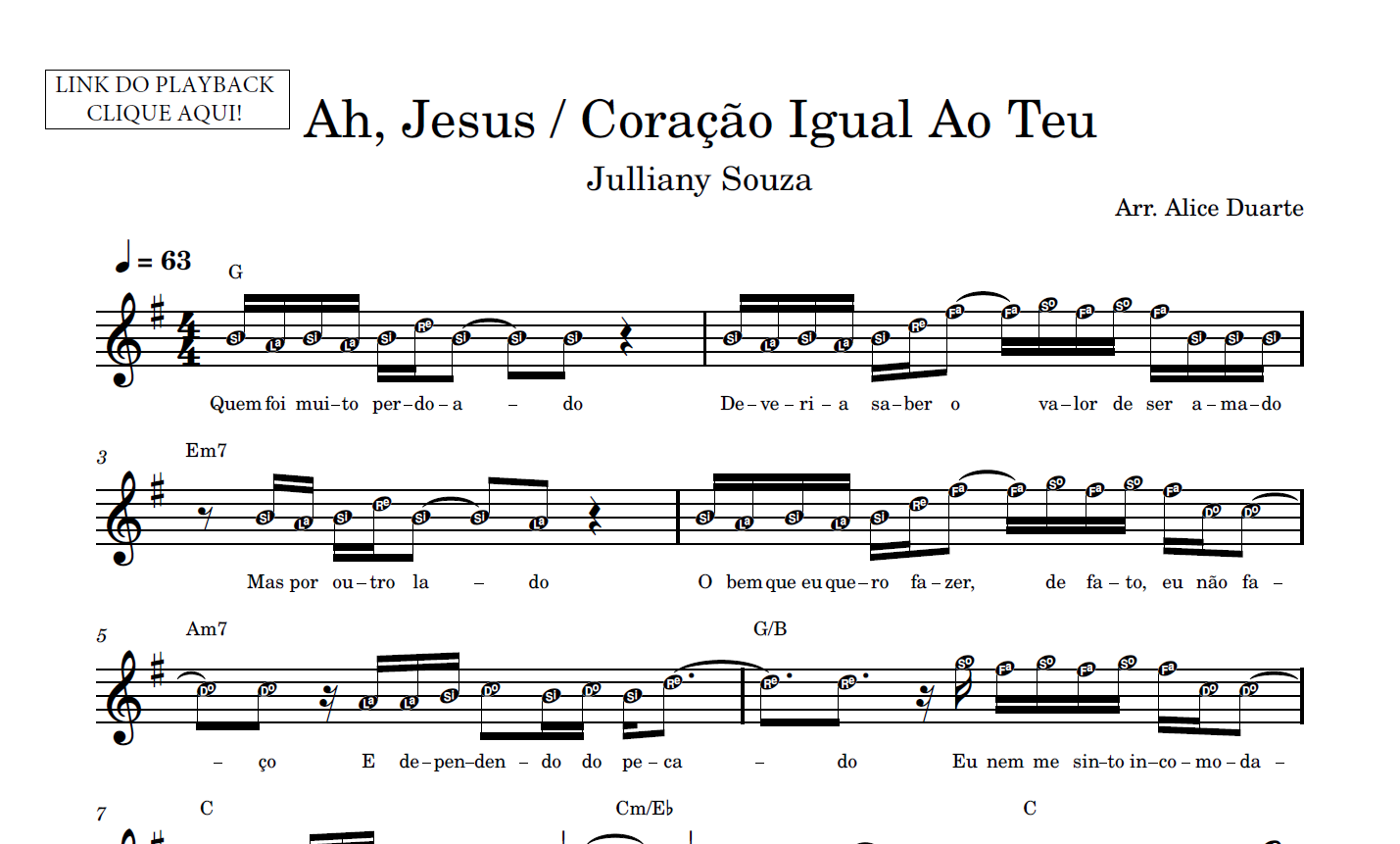 Ah, Jesus / Coração Igual Ao Teu – Partitura Facilitada